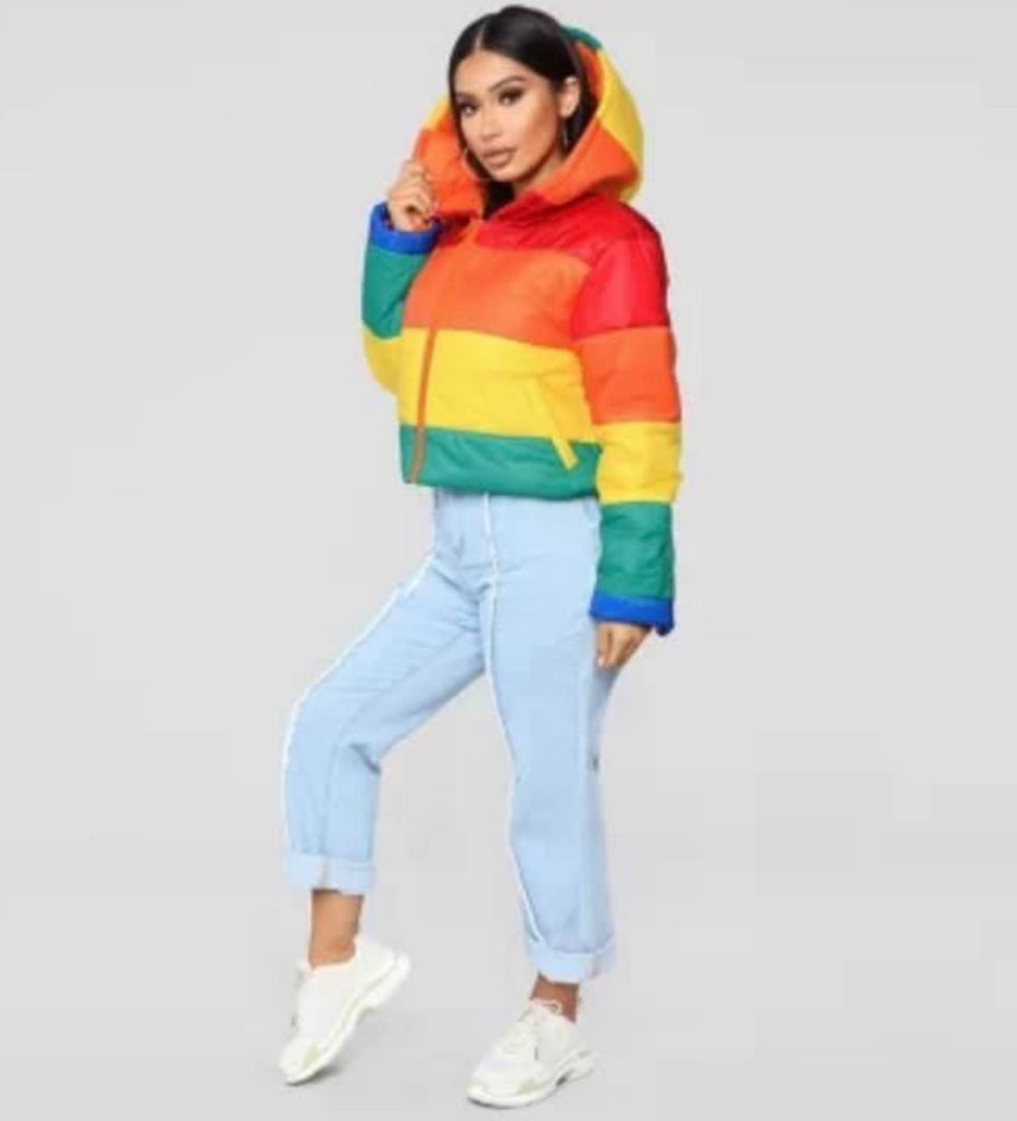 Rainbow Puffer Coat | Foxy And Beautiful Boutique